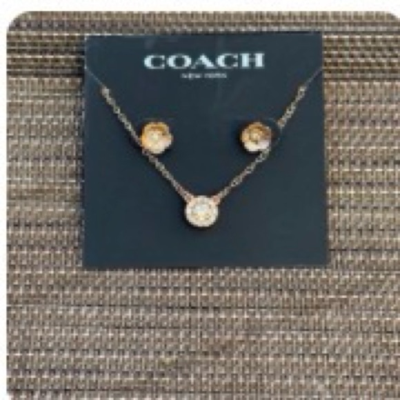 Coach | Jewelry | Coach Gold Necklace And Earring Set | Poshmark